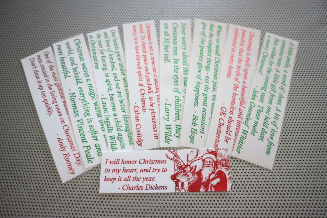 Christmas Wishes Bookmarks Set of Nine Handmade Quote Book Marks Red ...
