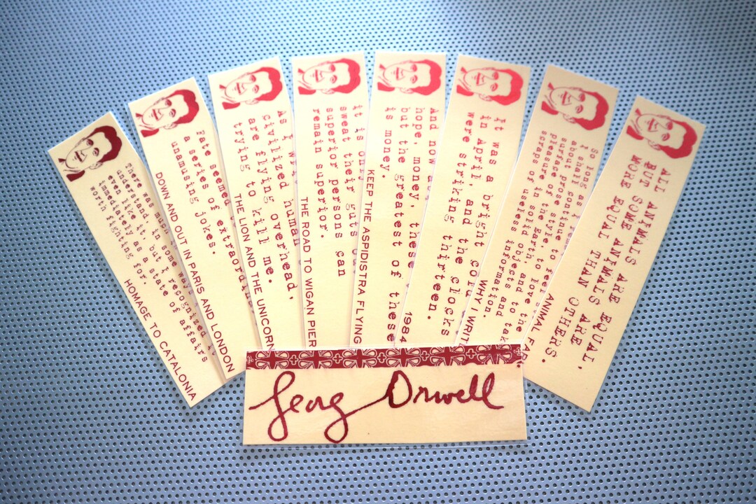 George Orwell Bookmarks Set Nine Quote Book Marks Red Antifascist ...