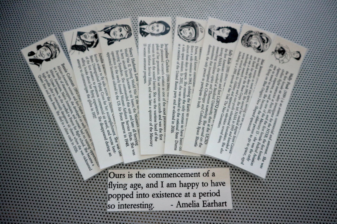 Women in Flight Bookmarks Set of 9 Handmade NASA Space Aviatrix Flying ...