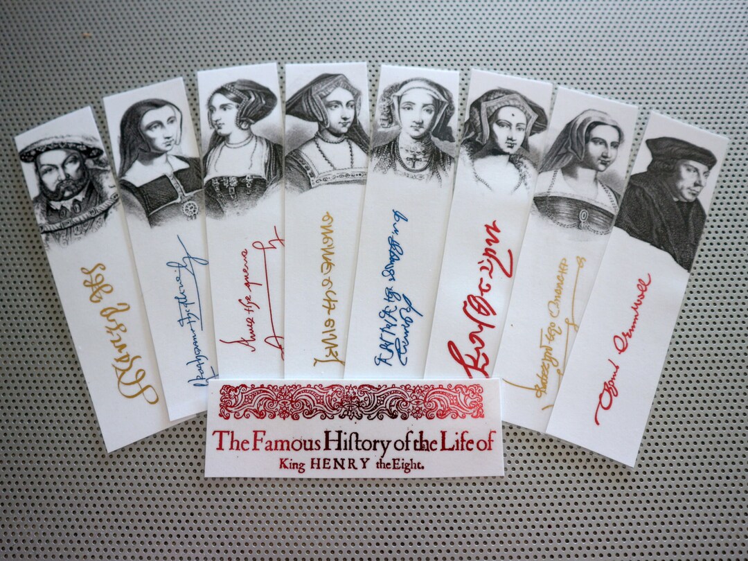 Henry VIII Bookmarks Set of 9 Anne Boleyn Catherine Jane King 8 Queens ...
