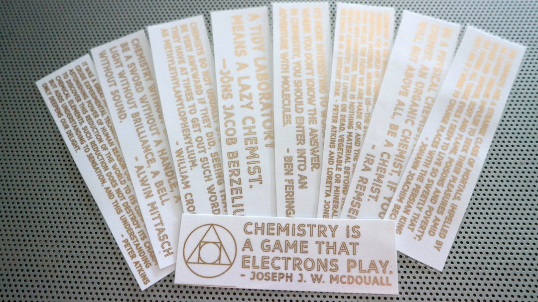 Chemistry Quotes Bookmarks Set of 9 Handmade History Historical Science ...