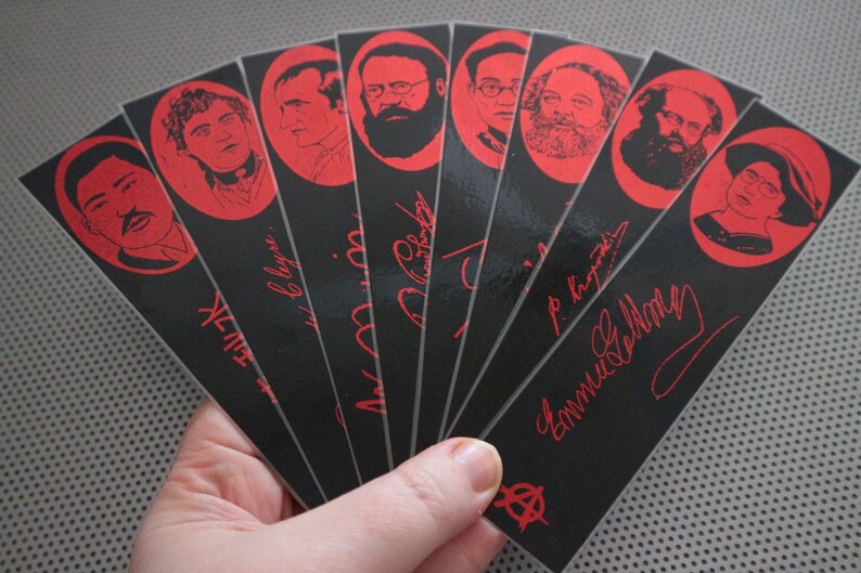 Anarchists Bookmarks Set / Nine Handmade Portrait Book Marks / Black ...