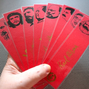 Communists Bookmarks Set / Nine Handmade Portrait Book Marks / Black ...