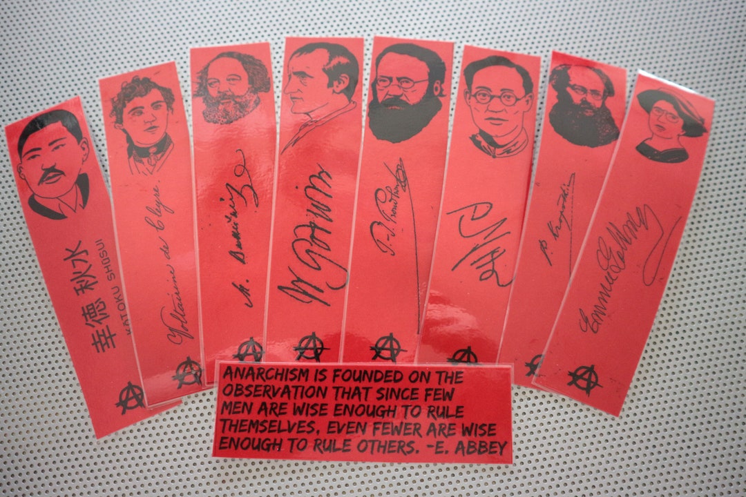 Anarchists Bookmarks Set / Nine Handmade Portrait Book Marks / Black ...