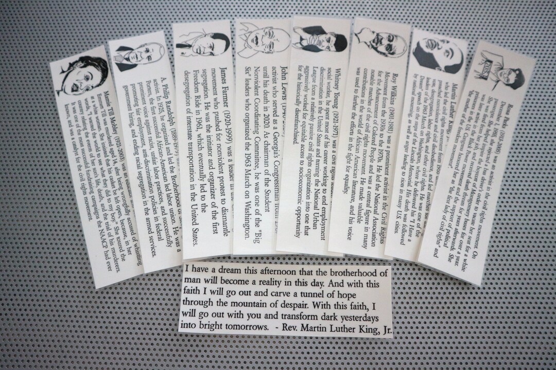 Civil Rights Leaders Bookmarks Set of Nine Handmade African American ...