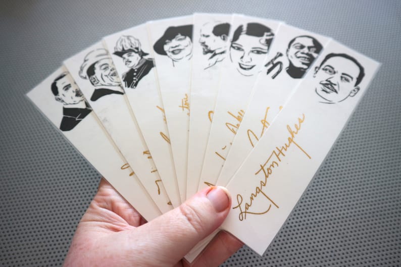 Harlem Renaissance Bookmarks / Set of Nine Handmade Portraits Writers ...