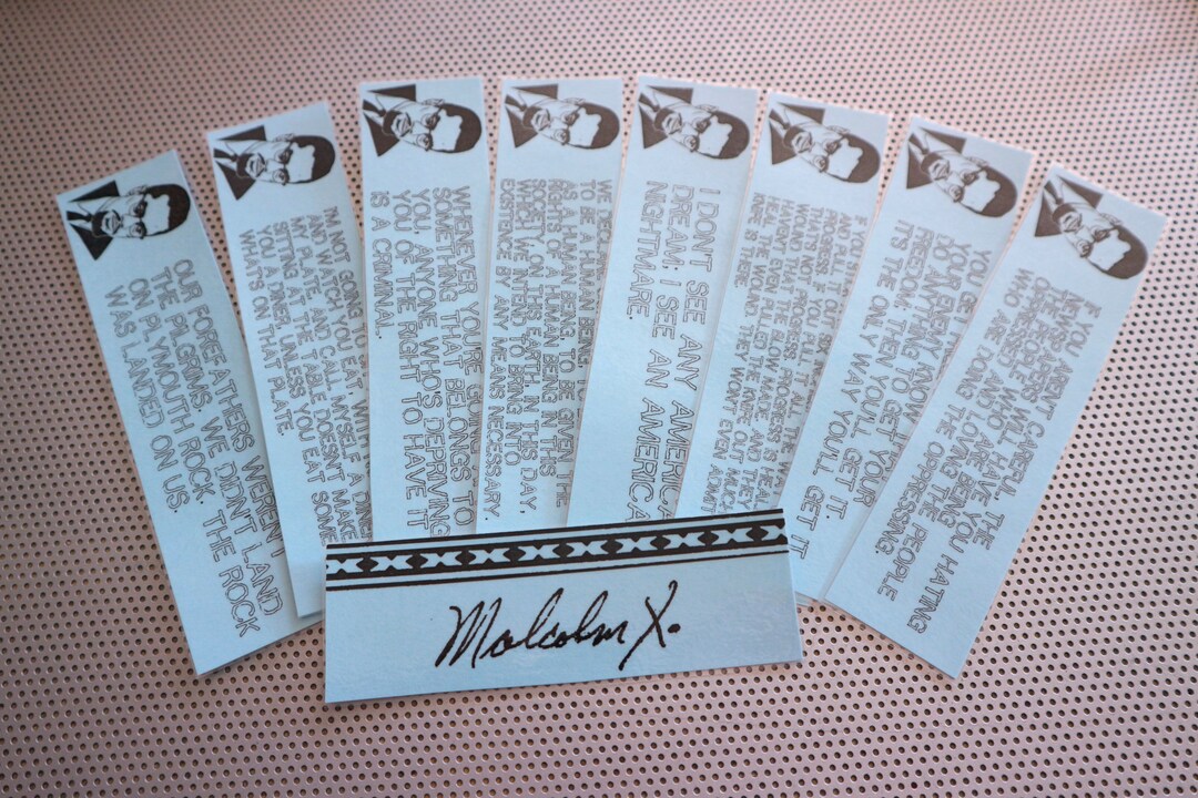 Malcolm X Bookmarks Set of 9 Quote Print Portrait Book Mark Nation of ...