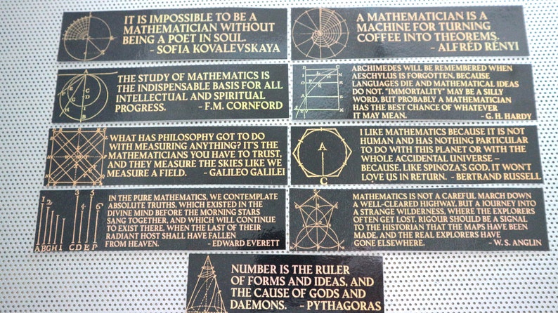 Mathematics Quotes Bookmark Set of Mathematician Scientist Book ...