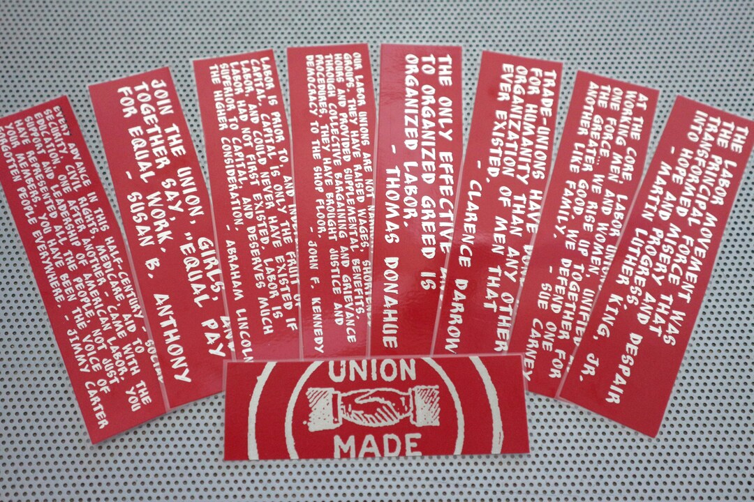 Union Labor Bookmarks Set of Nine Handmade Quote Book Marks Red Silver ...