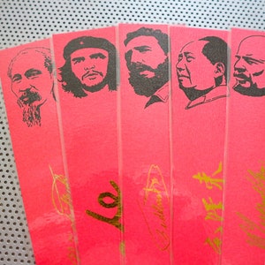 Communists Bookmarks Set / Nine Handmade Portrait Book Marks / Black ...