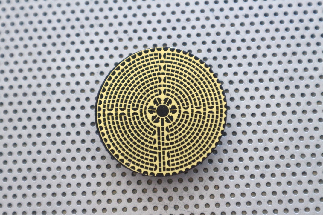 Labyrinth 1.5" Pin. Golden Handmade Art Pinback Badge Artwork Print ...
