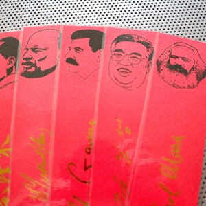 Communists Bookmarks Set / Nine Handmade Portrait Book Marks / Black ...