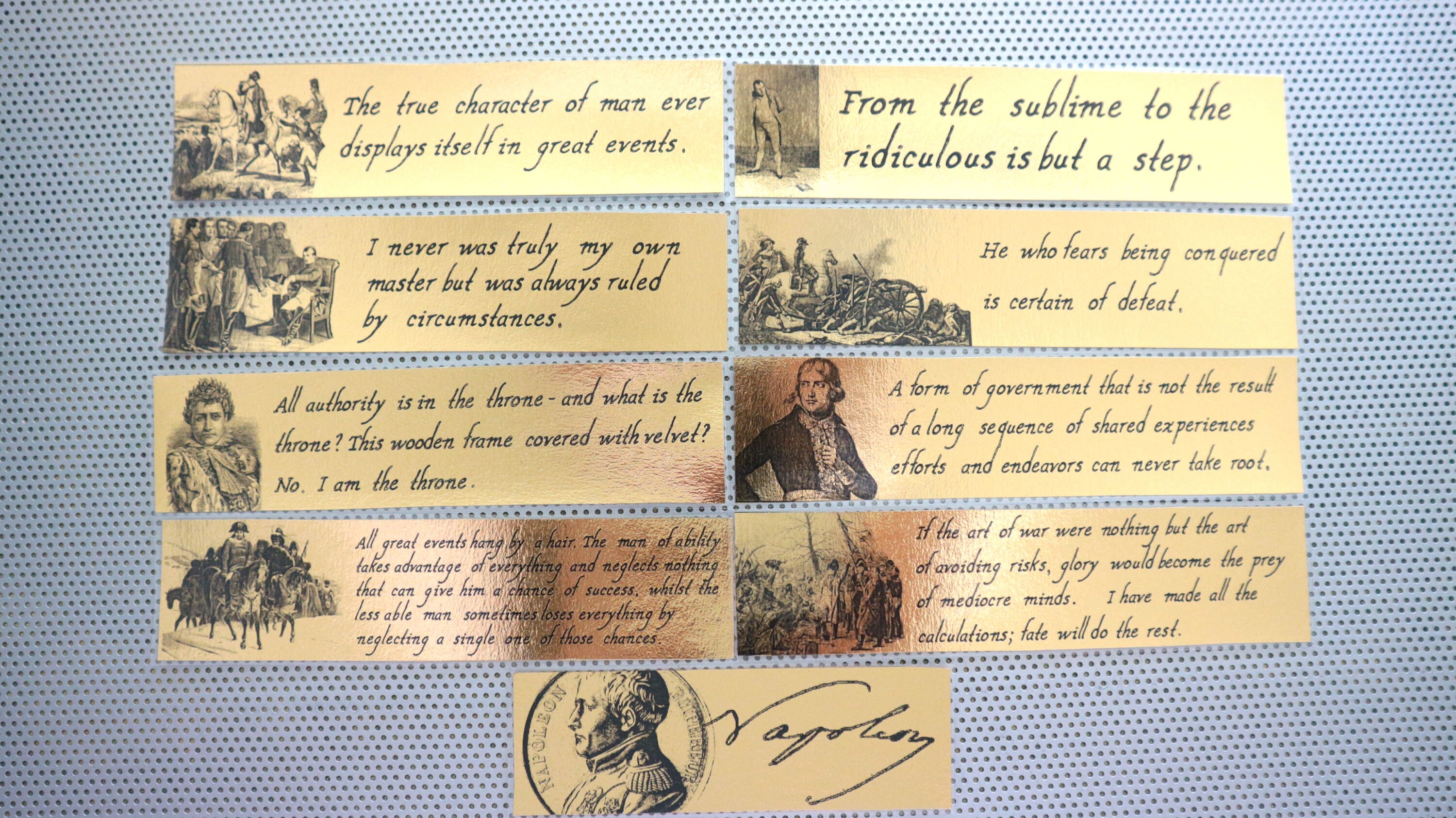 Napoleon Bonaparte Bookmark Set of 9 Historical Quotes Bust Uniform ...