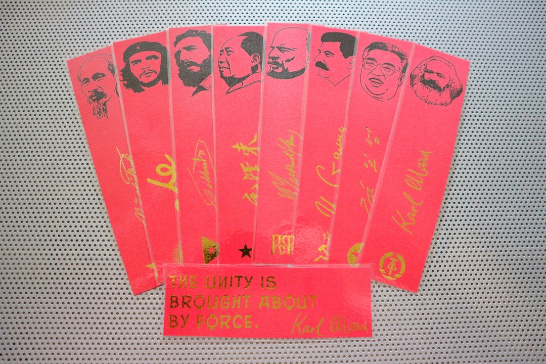Communists Bookmarks Set / Nine Handmade Portrait Book Marks / Black ...