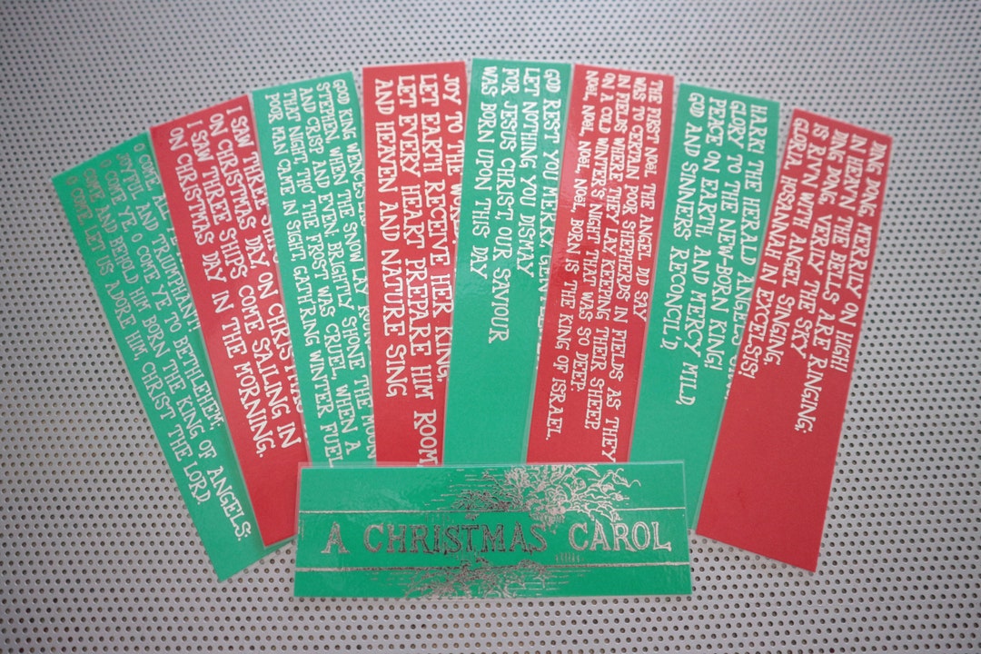 Christmas Carols Bookmarks Set of Nine Handmade Quote Book Marks Red ...