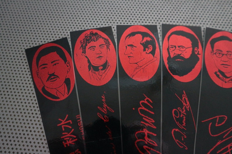 Anarchists Bookmarks Set / Nine Handmade Portrait Book Marks / Black ...