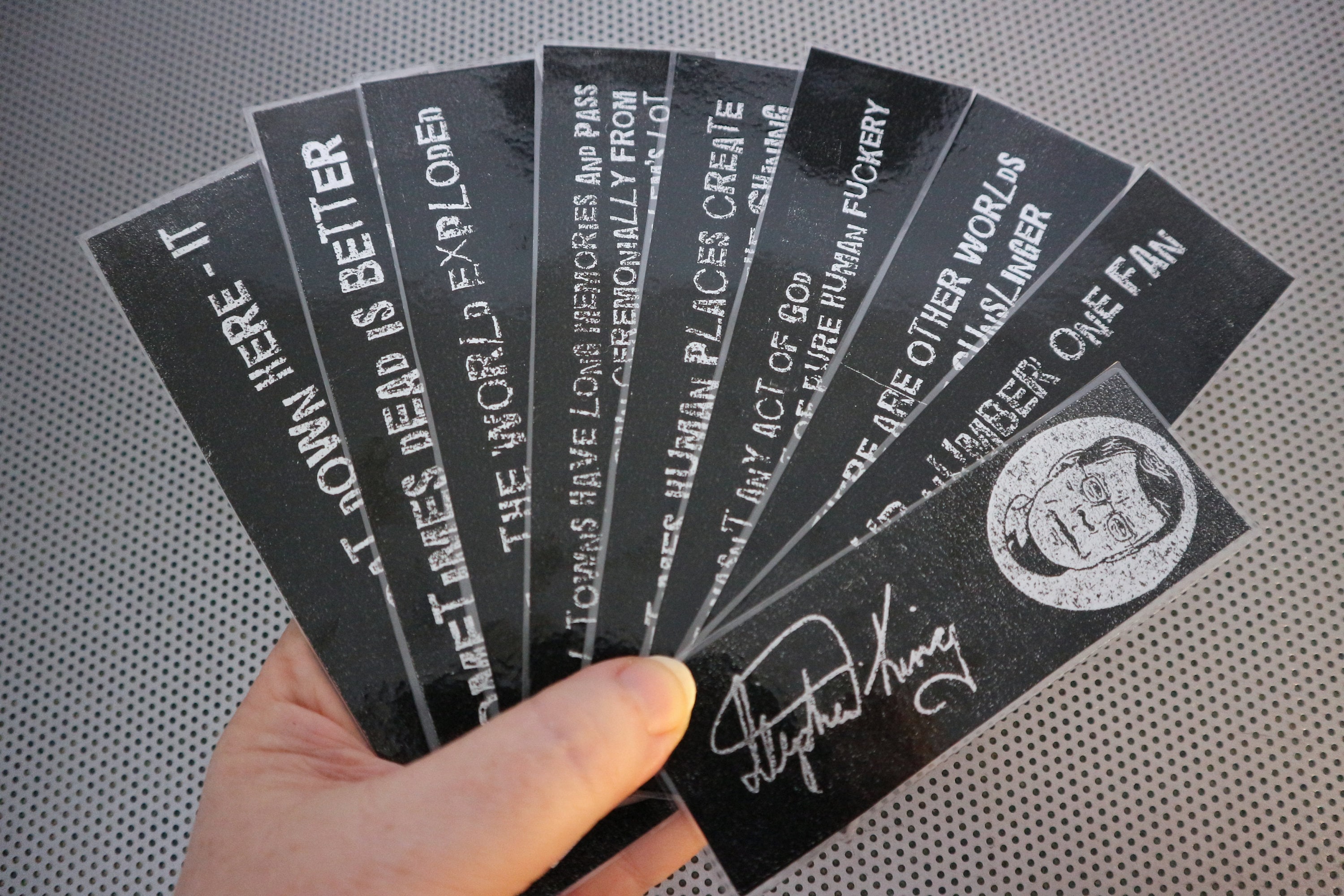 Stephen King Bookmarks Set of Nine Black Silver Quotes Book Marks ...