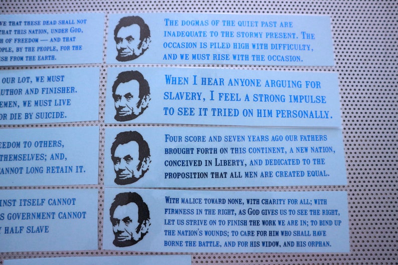 Abraham Lincoln Bookmarks Set of 9 Handmade American History Portrait ...