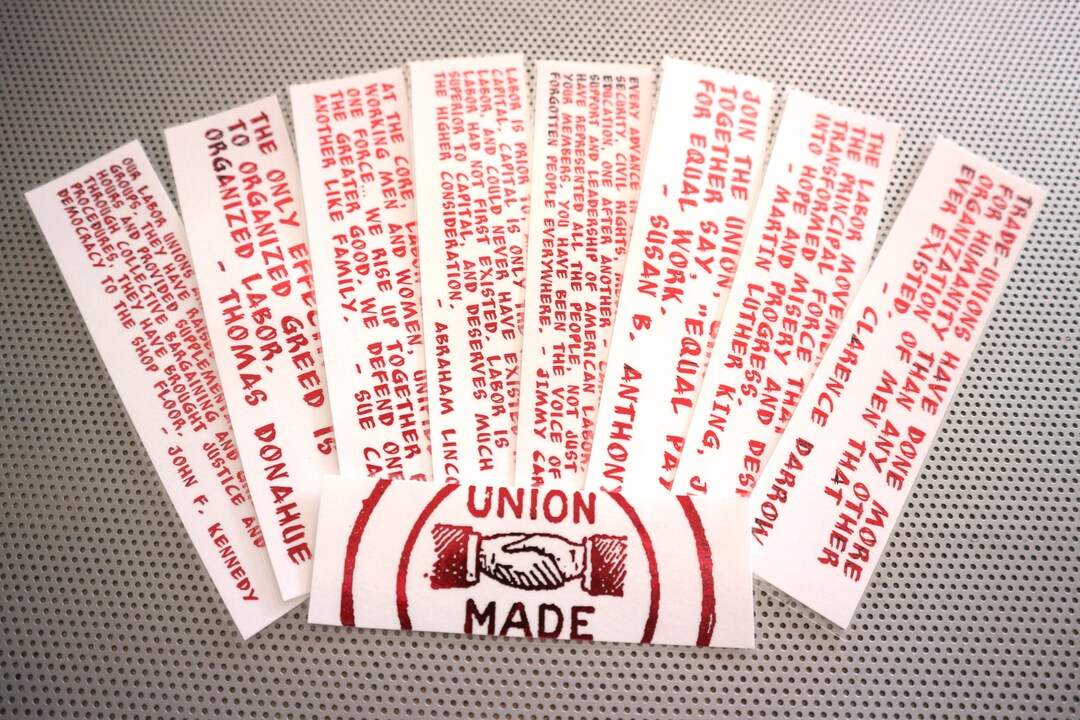 Union Labor Bookmarks Set of Nine Handmade Quote Book Marks Red White ...