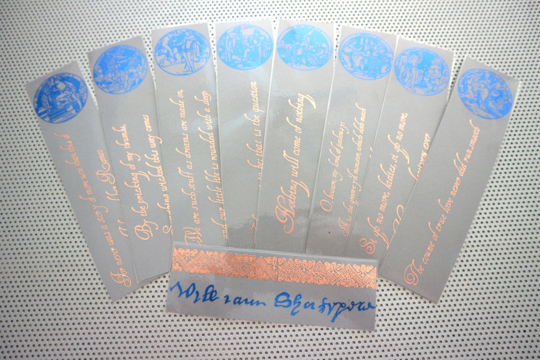 Shakespeare Quotes Bookmark Set of 9 Handmade in Various Colors Foil ...