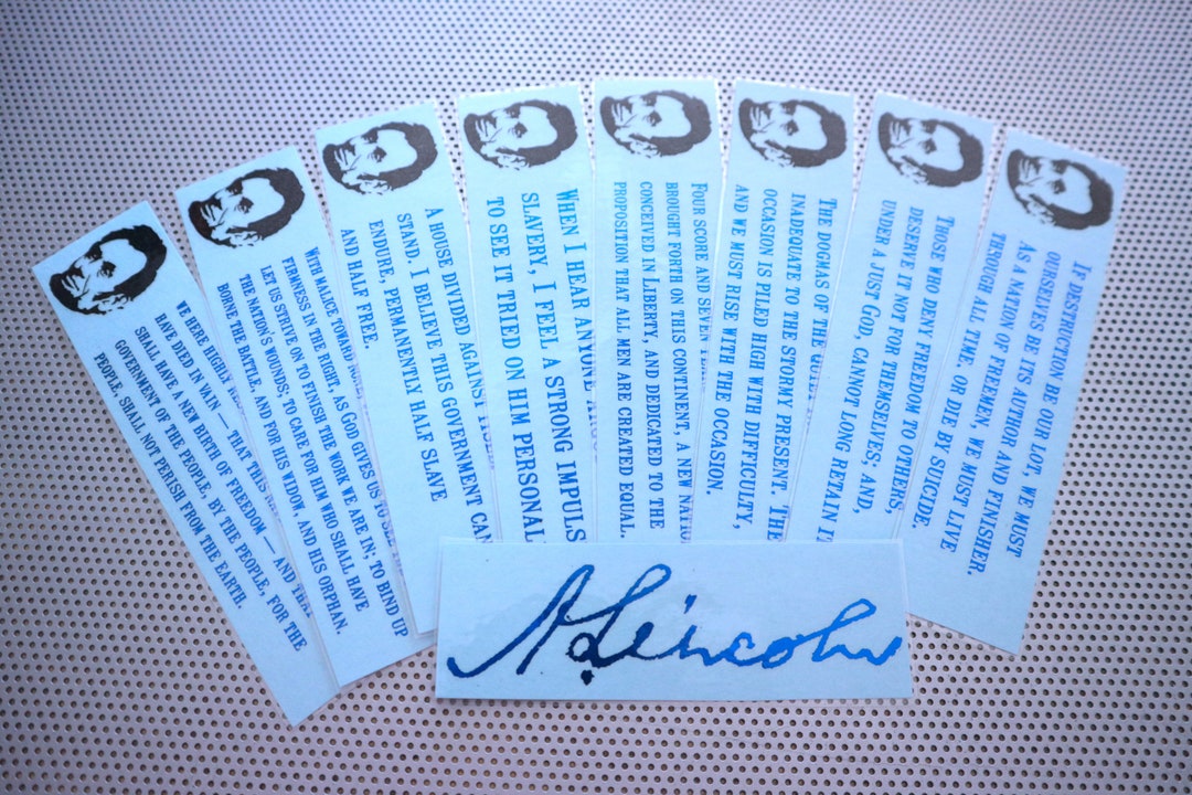 Abraham Lincoln Bookmarks Set of 9 Handmade American History Portrait ...
