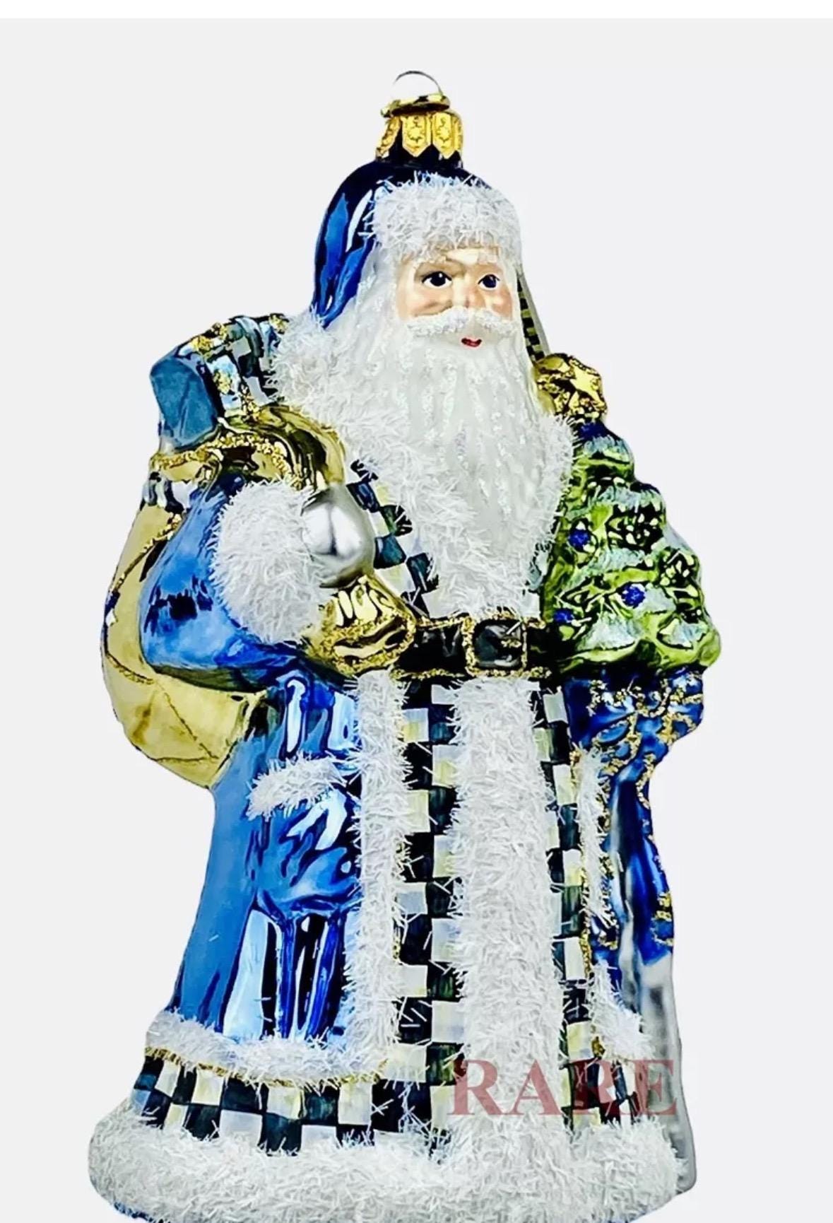 Mackenzie Childs Royal Blue Santa Christmas Tree Ornament Decoration ...