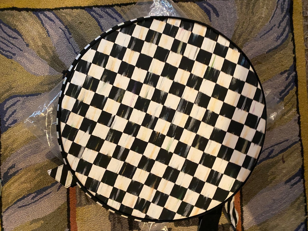 Mackenzie Childs Courtly Check Pottery Pedestal Ooak Ceramic Platter ...