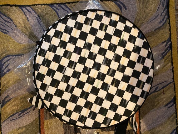Mackenzie childs courtly check pottery pedestal ooak … - Gem