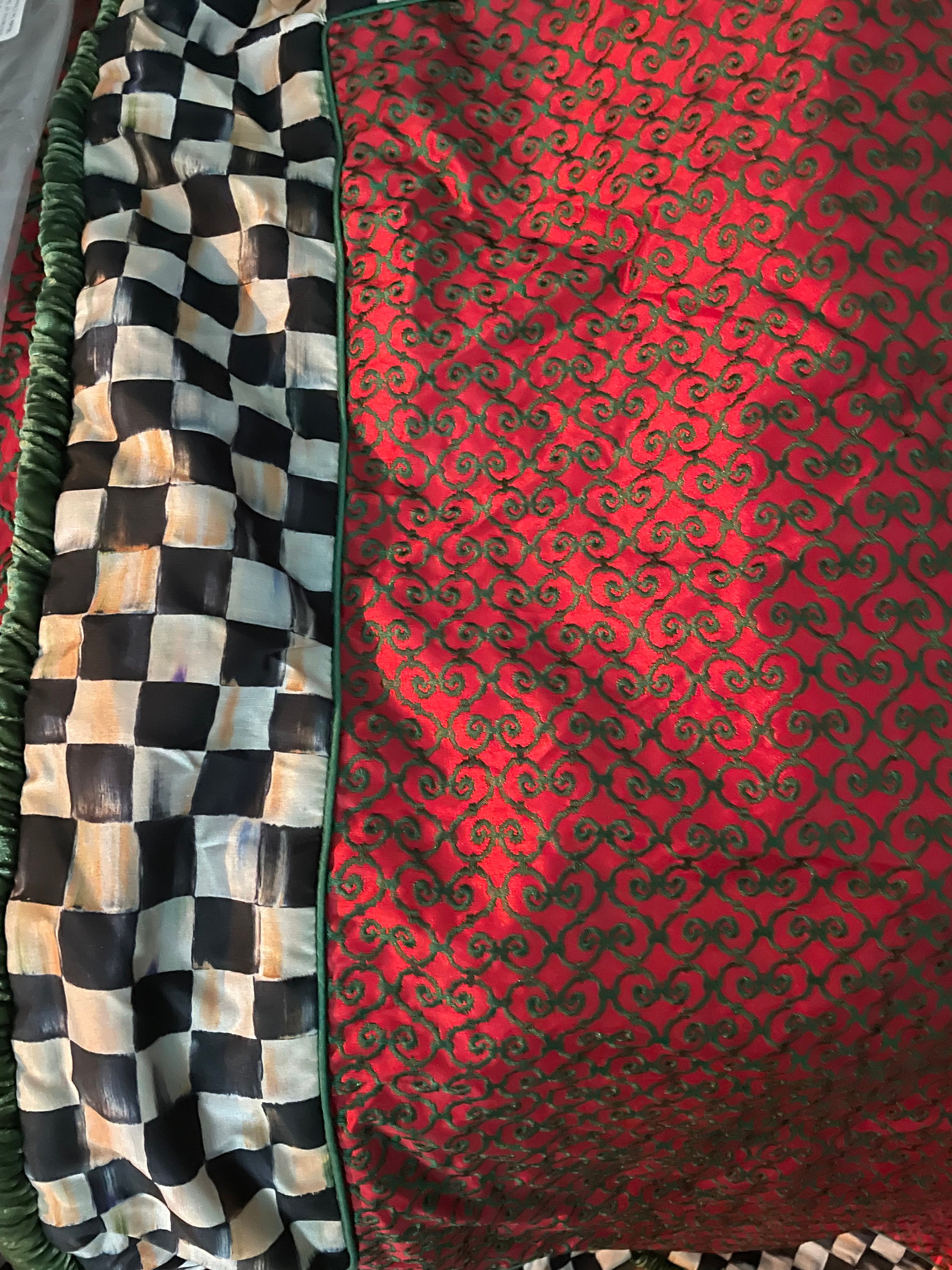 Mackenzie Childs Courtly Check Red Green Velvet Christmas Tablecloth ...