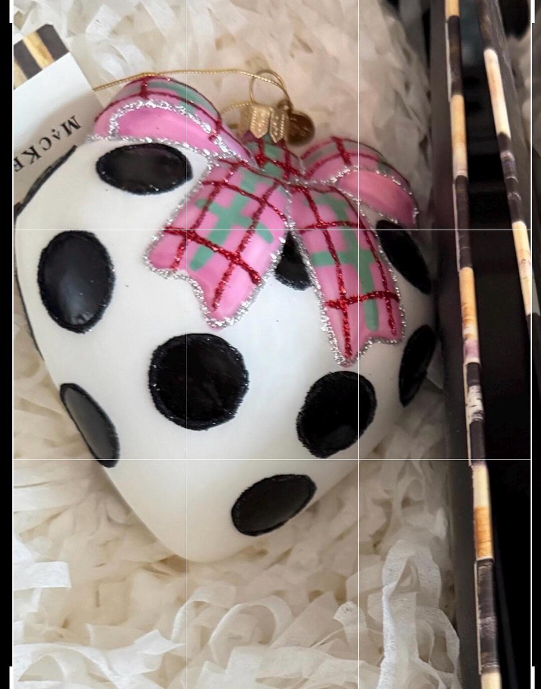 Mackenzie Childs Courtly Check Pink Plaid Polka Dot HEART Christmas ...