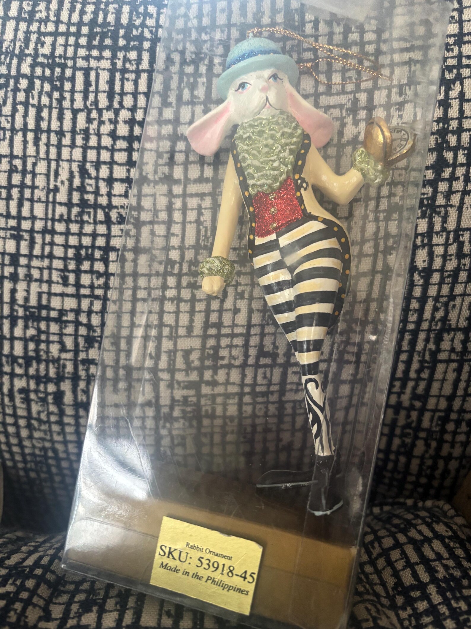 Mackenzie Childs Christmas Tree Ornament Courtly Stripe RABBIT ...