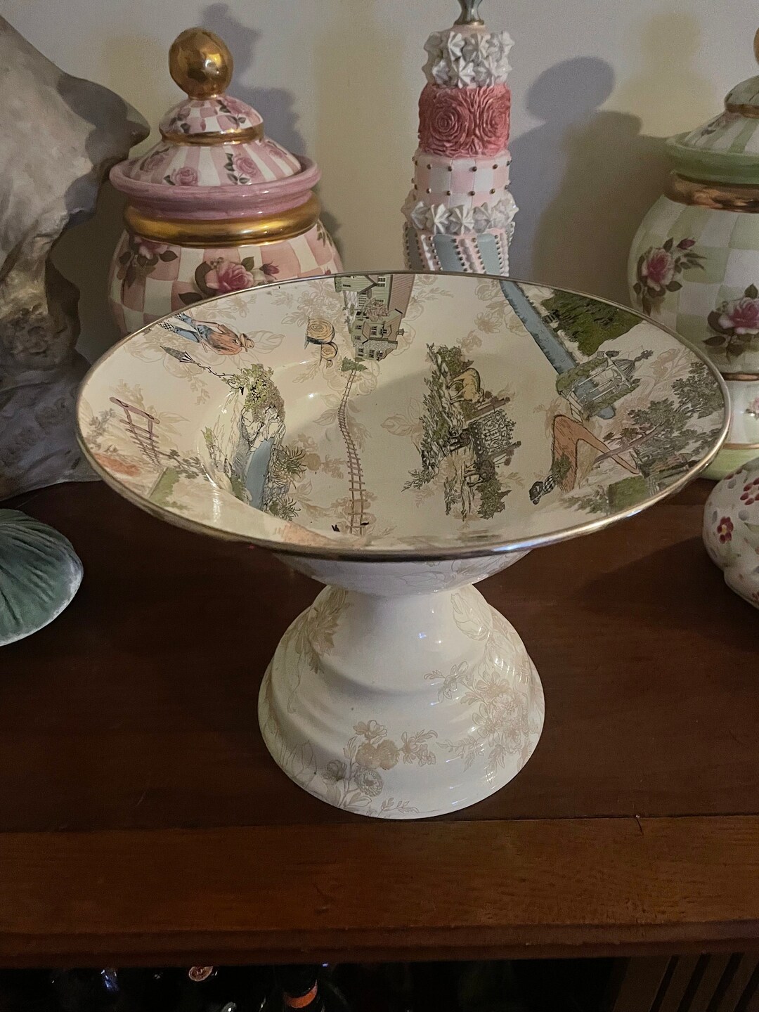 Mackenzie Childs Aurora Farm Yard Courtly Check Finger Lakes NY Cows ...