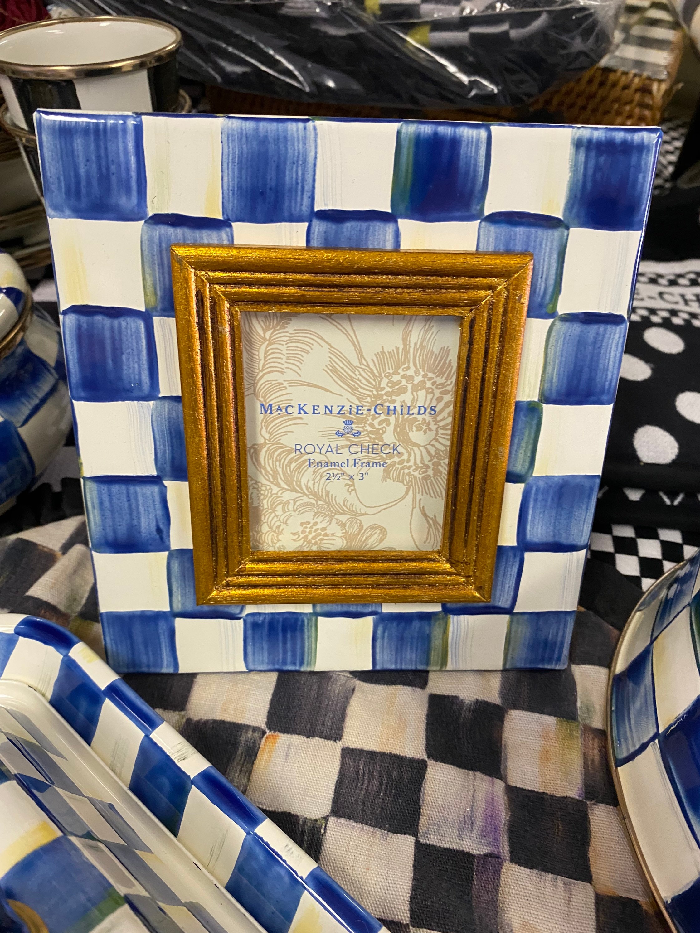 MACKENZIE CHILDS Royal Blue 2.5 X 3 Royal Check Blue Picture Photo ...