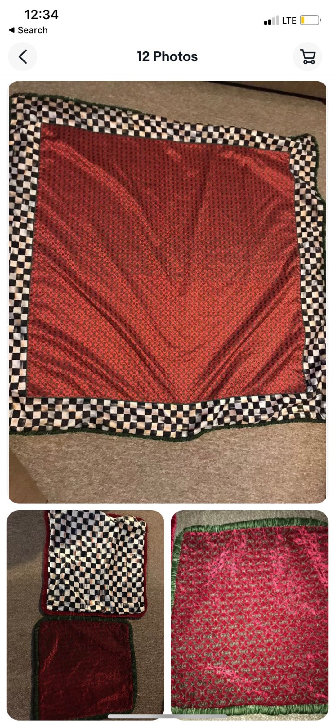 Mackenzie Childs Courtly Check Red Green Velvet Christmas Tablecloth ...
