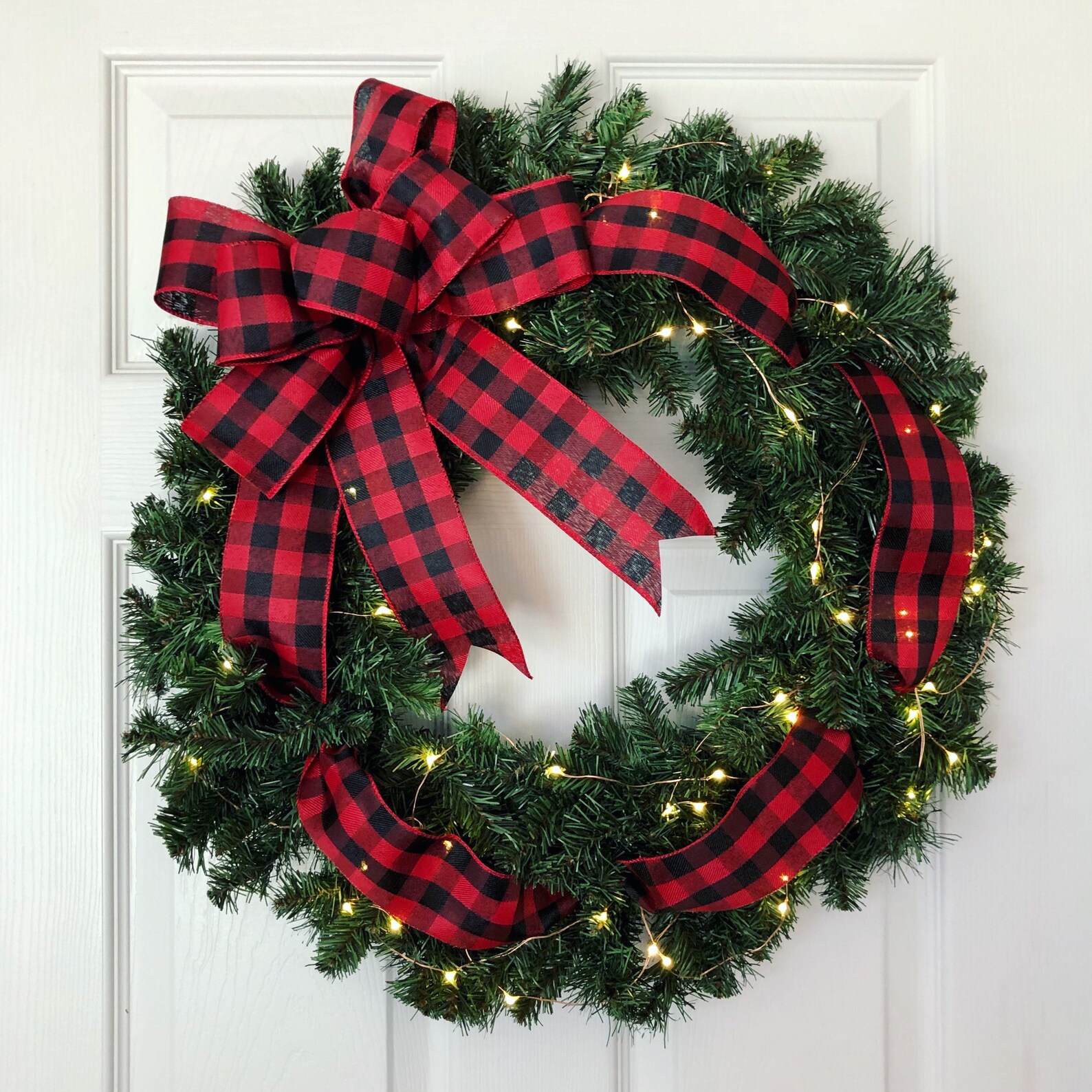 Buffalo Plaid Christmas Wreath Buffalo Plaid Evergreen Wreath Mini Buffalo Plaid Christmas Wreath Buffalo Plaid Evergreen Wreath Mini