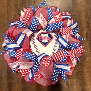Phillies Wreath, Philadelphia Phillies Wreath, Phillies Decor, Phils ...