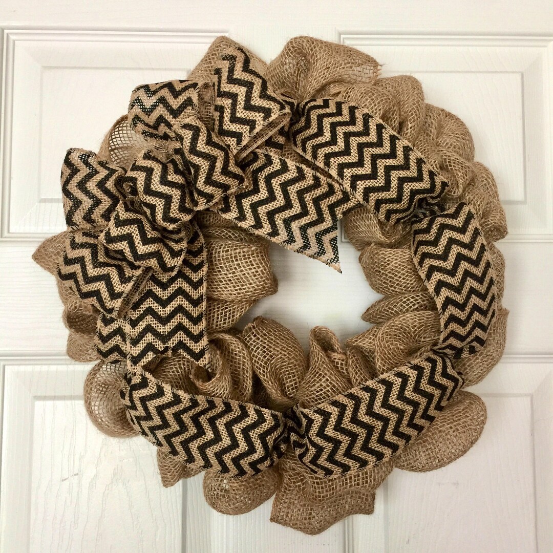 Burlap Wreath, Mini Burlap Wreath, Chevron Wreath, Chevron Door Hanger ...