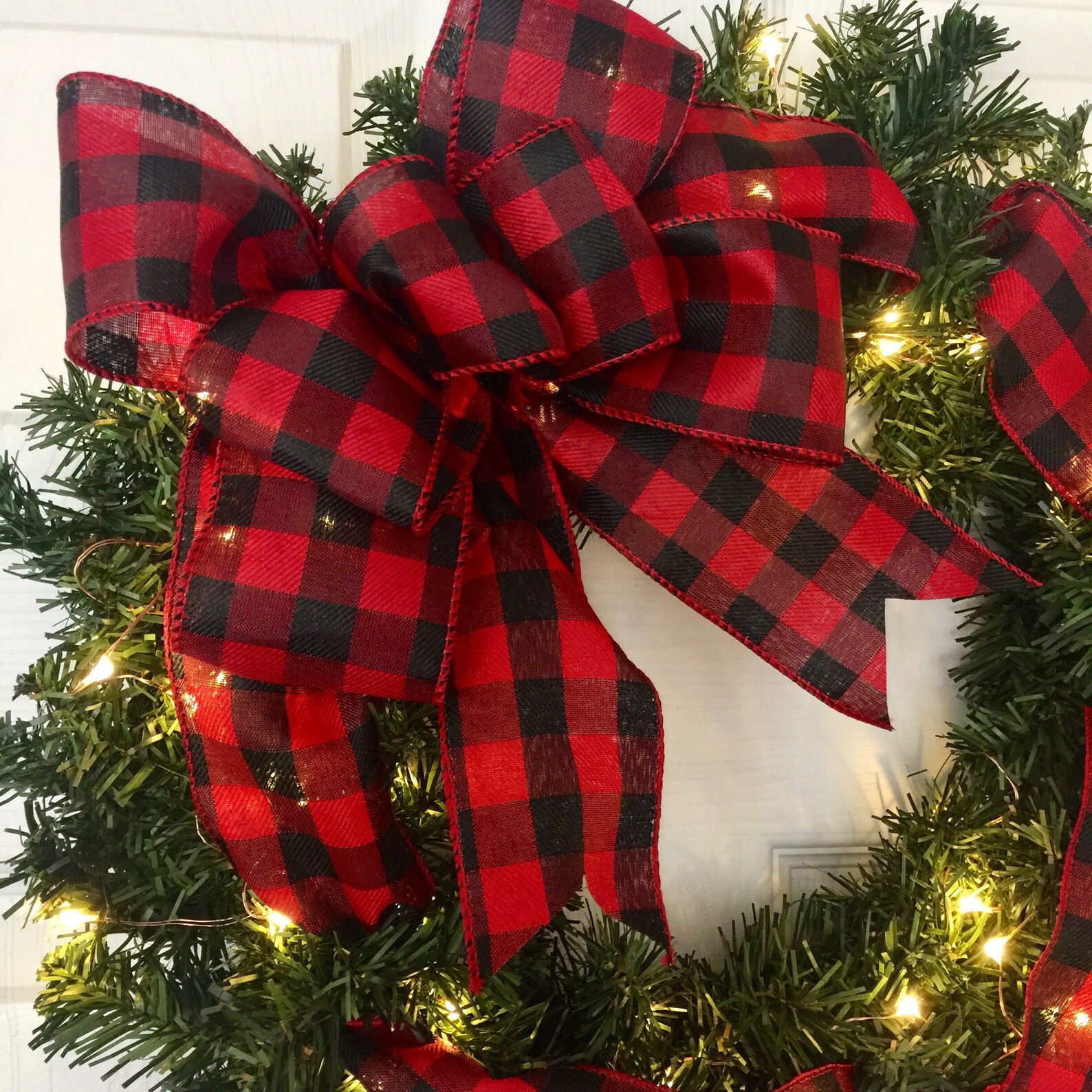 Buffalo Plaid Christmas Wreath Buffalo Plaid Evergreen Etsy