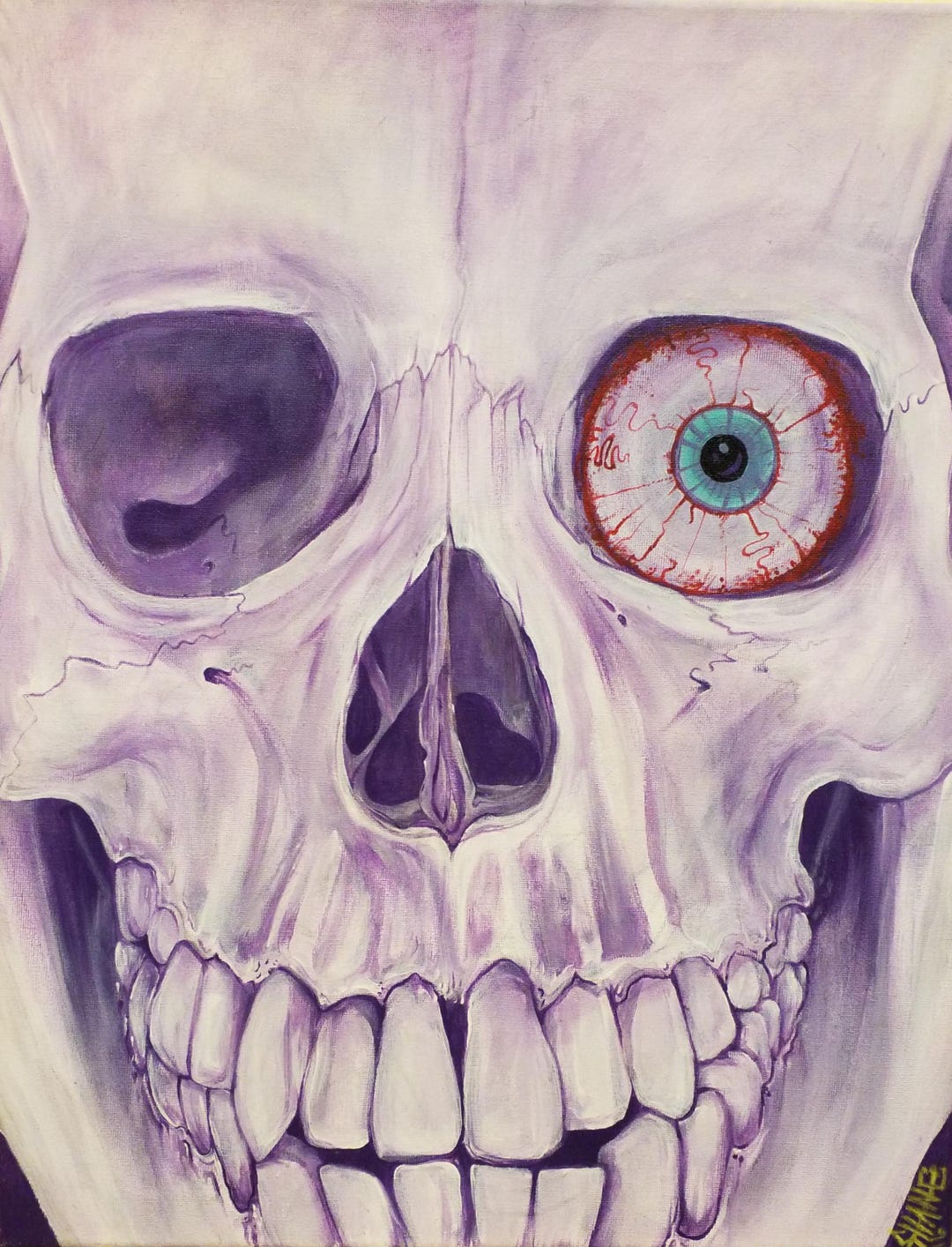 PURPLE SKULL Original Canvas Painting - One of a Kind Artwork, Acrylic ...