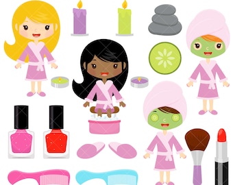 Spa Girls Party Clipart for Scrapbooking, Commercial Use, Vector ...