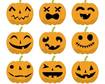 Halloween Jack O Lanterns Digital Art Set Clipart Commercial Use Clip ...