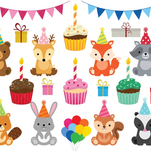 Forest Friends Clipart Woodland Animals Clip Art Vector - Etsy