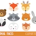 Woodland Animal Faces Clipart / Photo Booth Masks / Baby | Etsy