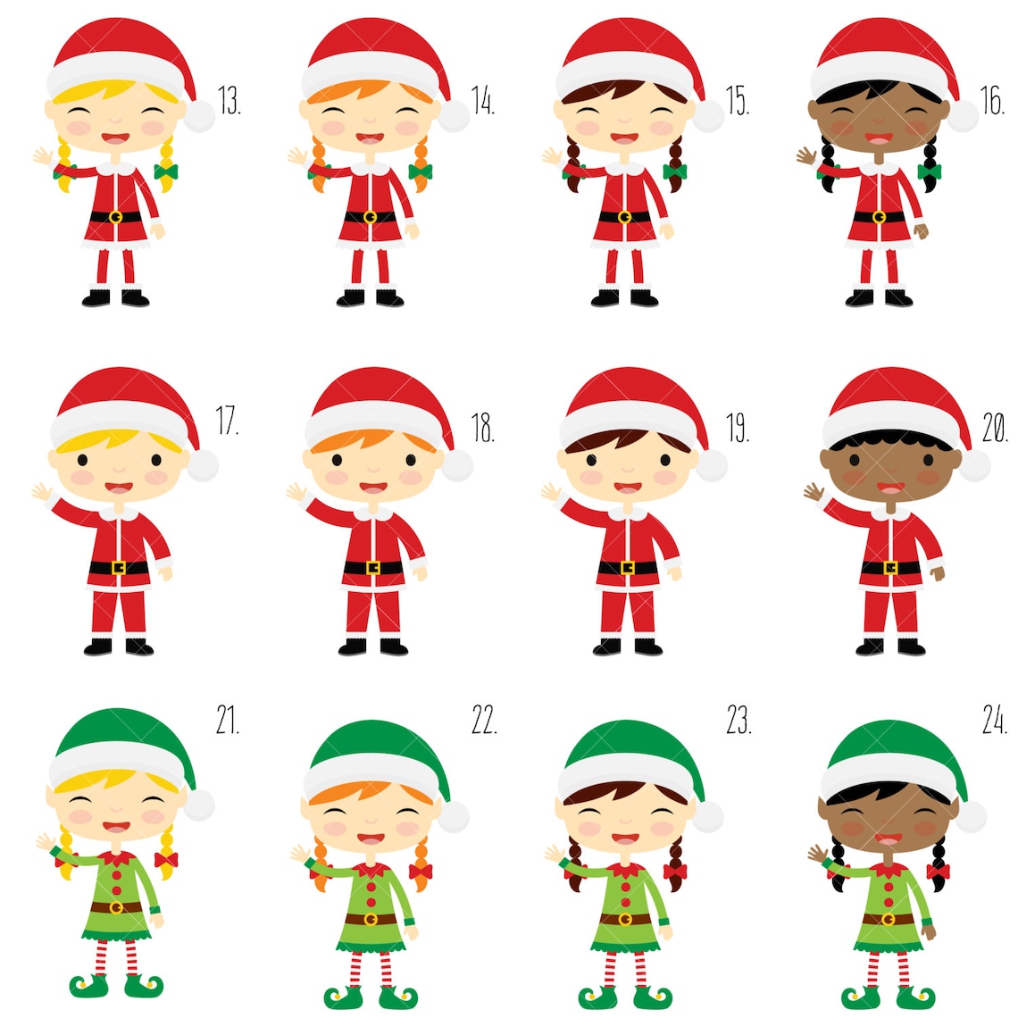 Kids Christmas Costumes Clipart | Etsy