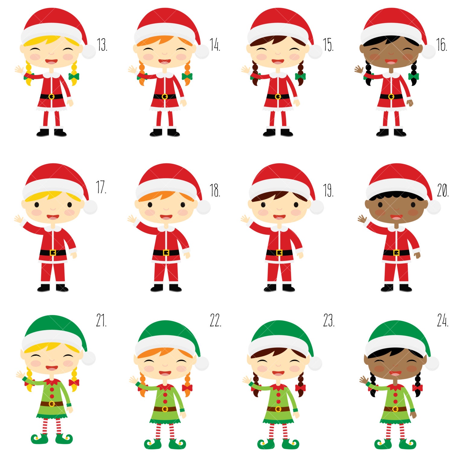 Kids Christmas Costumes Clipart | Etsy