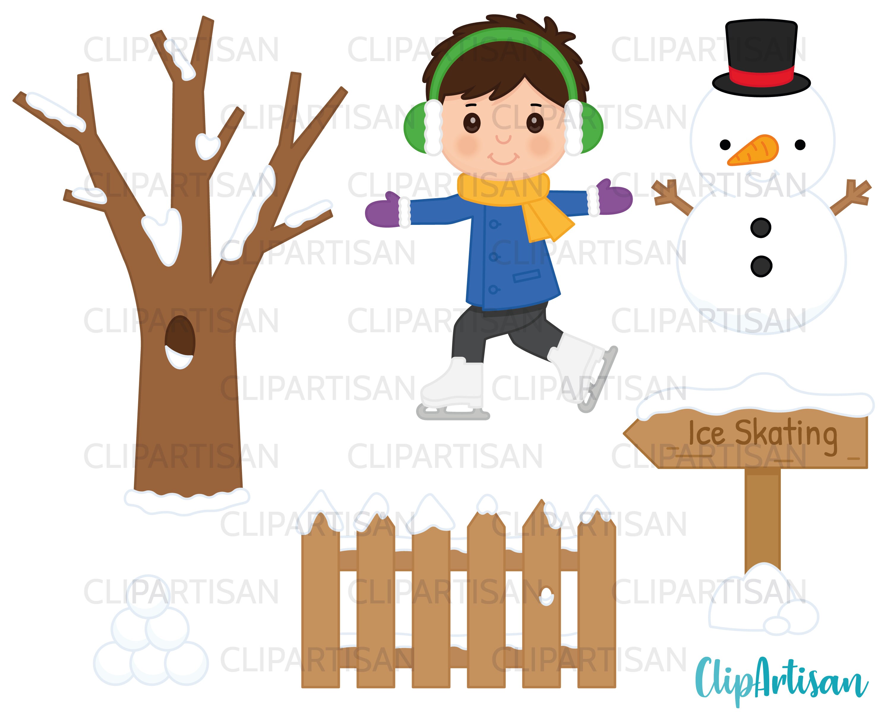 Winter Kids Clipart Bundle Snow Day Christmas Build a - Etsy