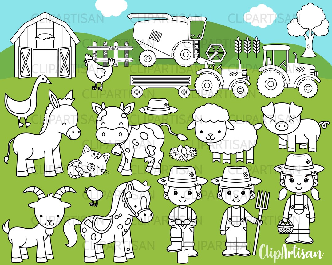 Farm Animals Clipart, Digital Stamps, INSTANT DOWNLOAD 0010 - Etsy