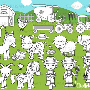 Farm Animals Clipart, Digital Stamps, INSTANT DOWNLOAD 0010 - Etsy