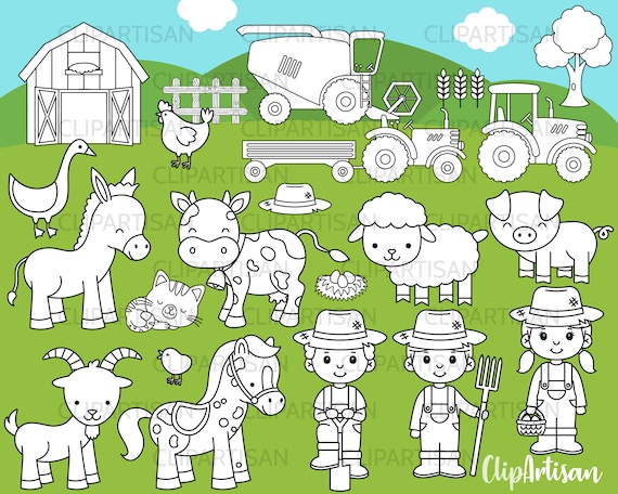 Farm Animals Clipart Digital Stamps INSTANT DOWNLOAD 0010 | Etsy