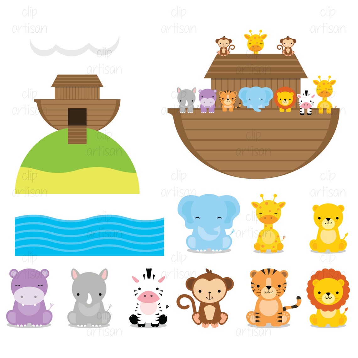 Noah's Ark Clipart / Ark Clip Art / Animal Clipart / | Etsy